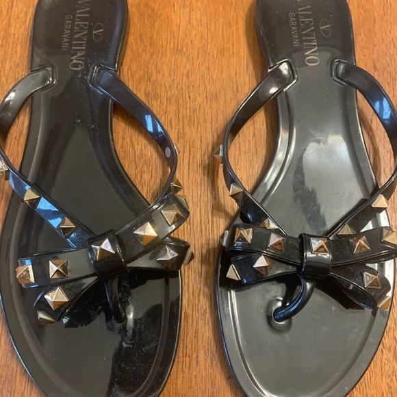 Valentino | Shoes | Valentino Black Bow Studded Sandals | Poshmark